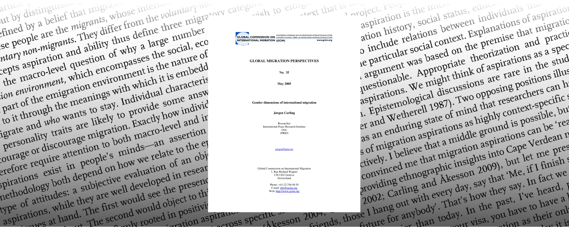 Gender dimensions of international migration – Jørgen Carling